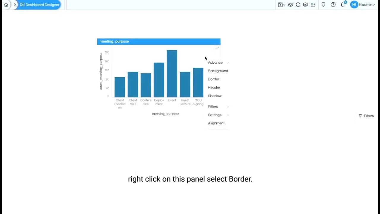 Usage of border functionality in dashboard of open source BI product Helical Insight version 5.0