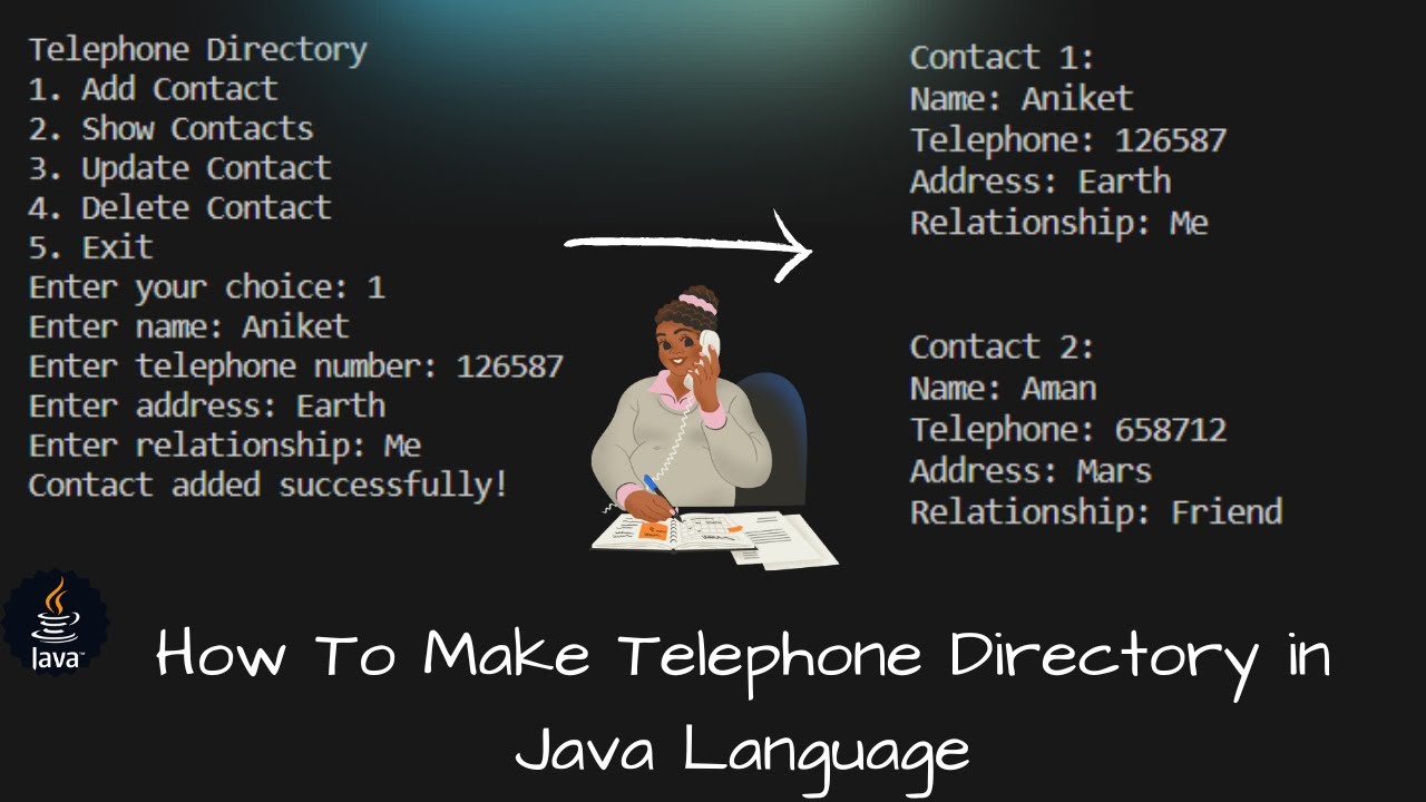 Telephone directory in java language || Java project