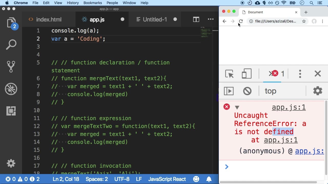 Lesson 22: Hoisting: How and when variables are created.