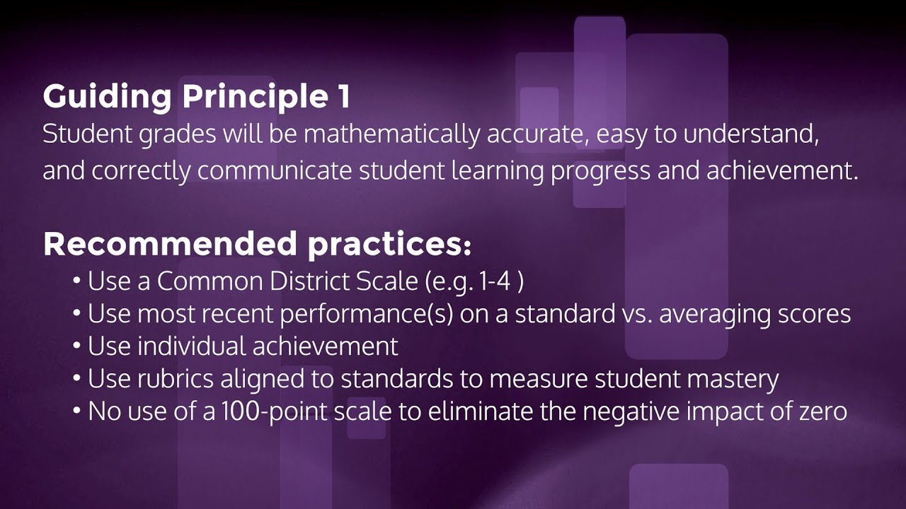 Secondary T&L: Standards Based Grading – Guiding Principle #1