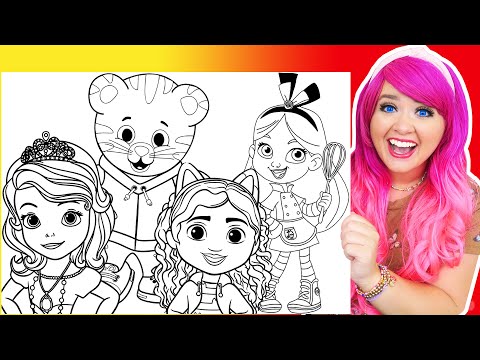 Coloring Gabby's Dollhouse, Sofia the First, Daniel Tiger & Alice's Wonderland Bakery Coloring Pages