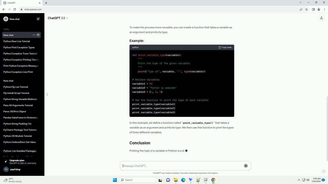 python print type of a variable