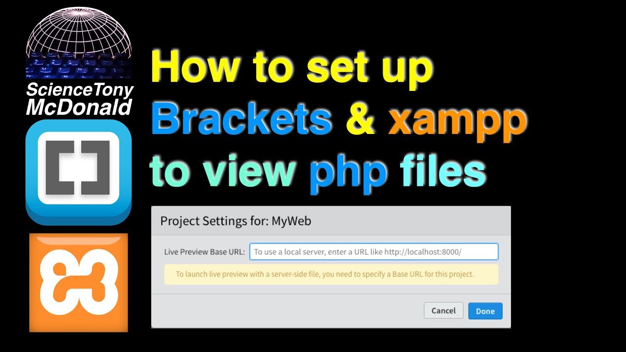 Set up Brackets to work with xampp-vm and php