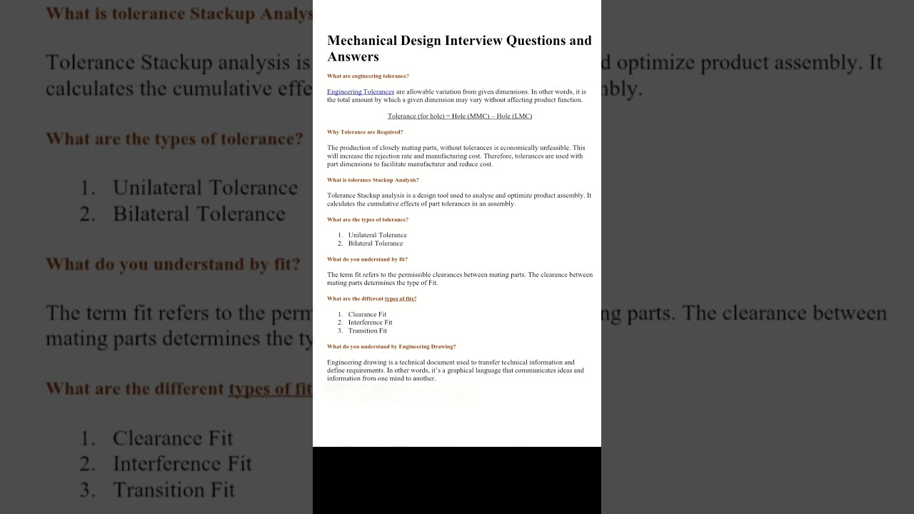 mechanical design engineer interview questions #mechanicalengineering #mechanical #designengineer