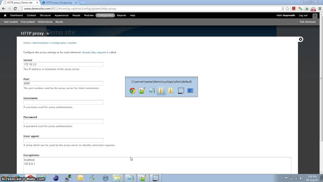 Configure proxy settings in drupal