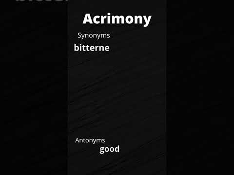 Word: Acrimony || Vocabulary Builder || VocaBank
