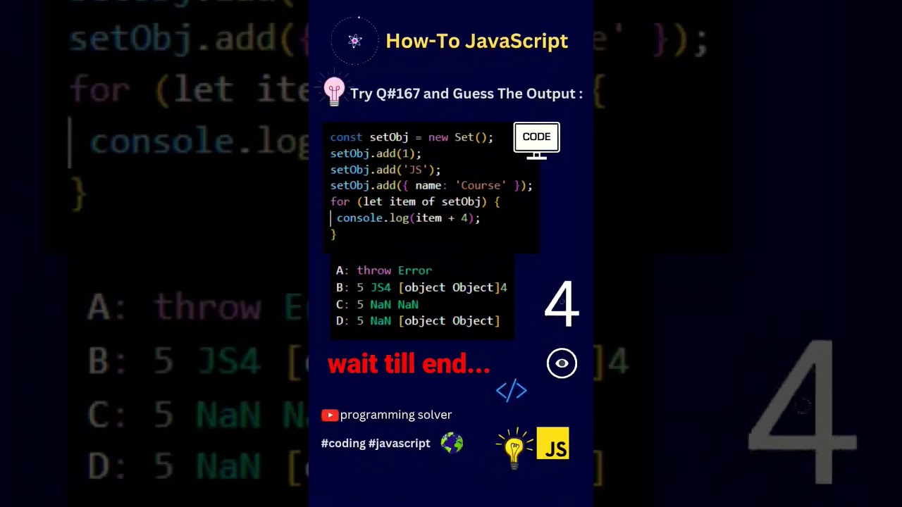 How To Code JavaScript Q#167, Try Solve & Guess The Output #shorts #coding #programming #javascript
