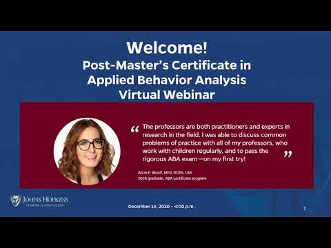 Post-Master’s Certificate in Applied Behavior Analysis (ABA) Admissions Webinar