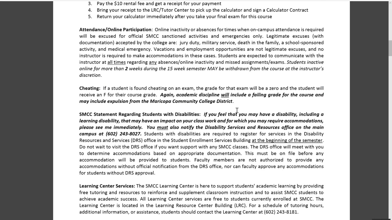 Math 121: Syllabus Highlights