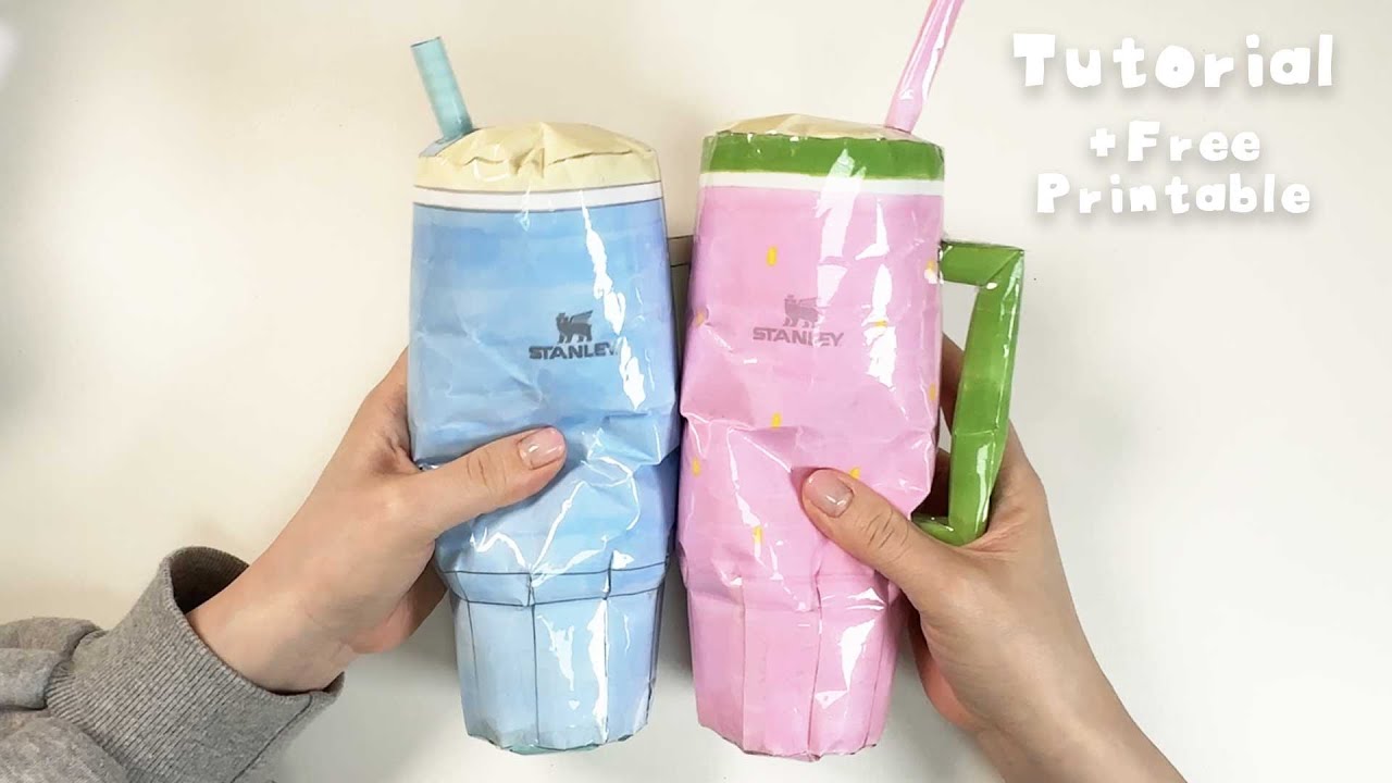 DIY Stanley tumbler Squishy l Tutorial + Free printable✨