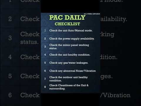 DAILY CHECK LIST | PAC UNIT| HVAC
