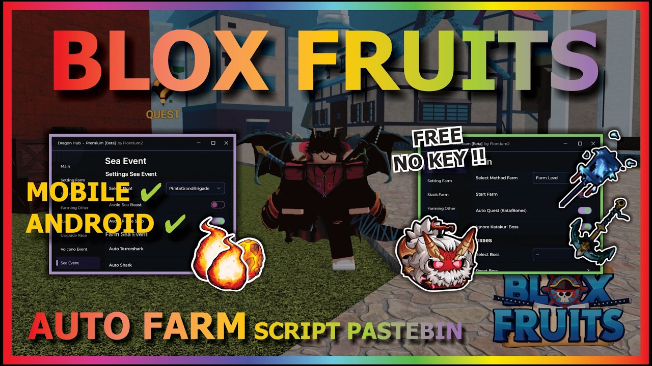 BLOX FRUITS Script No Key AUTO FARM, SEA EVENT, FAST ATTACK, RACE V4, AUTO RAID, BOSS FARM (SMOOTH)