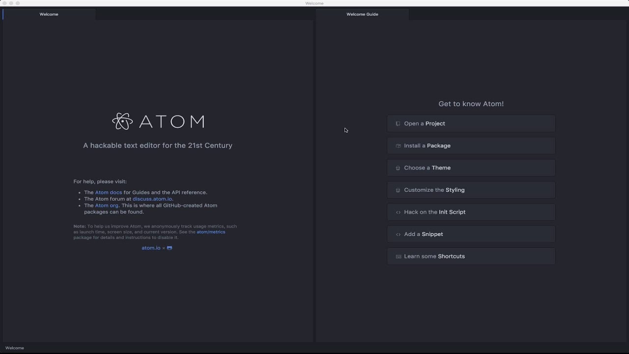2.0 Atom Editor - Getting Started