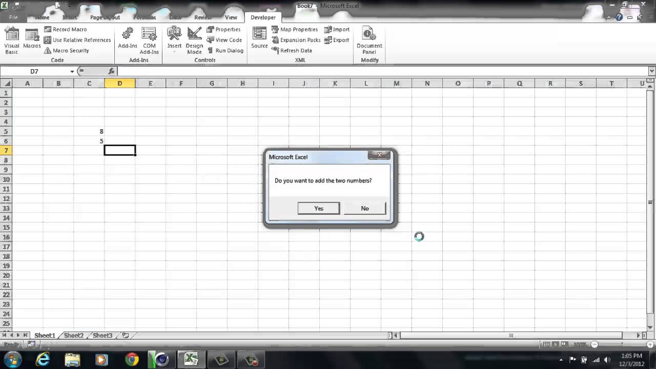 Excel 2010:  How to create a msgbox (Message Box)
