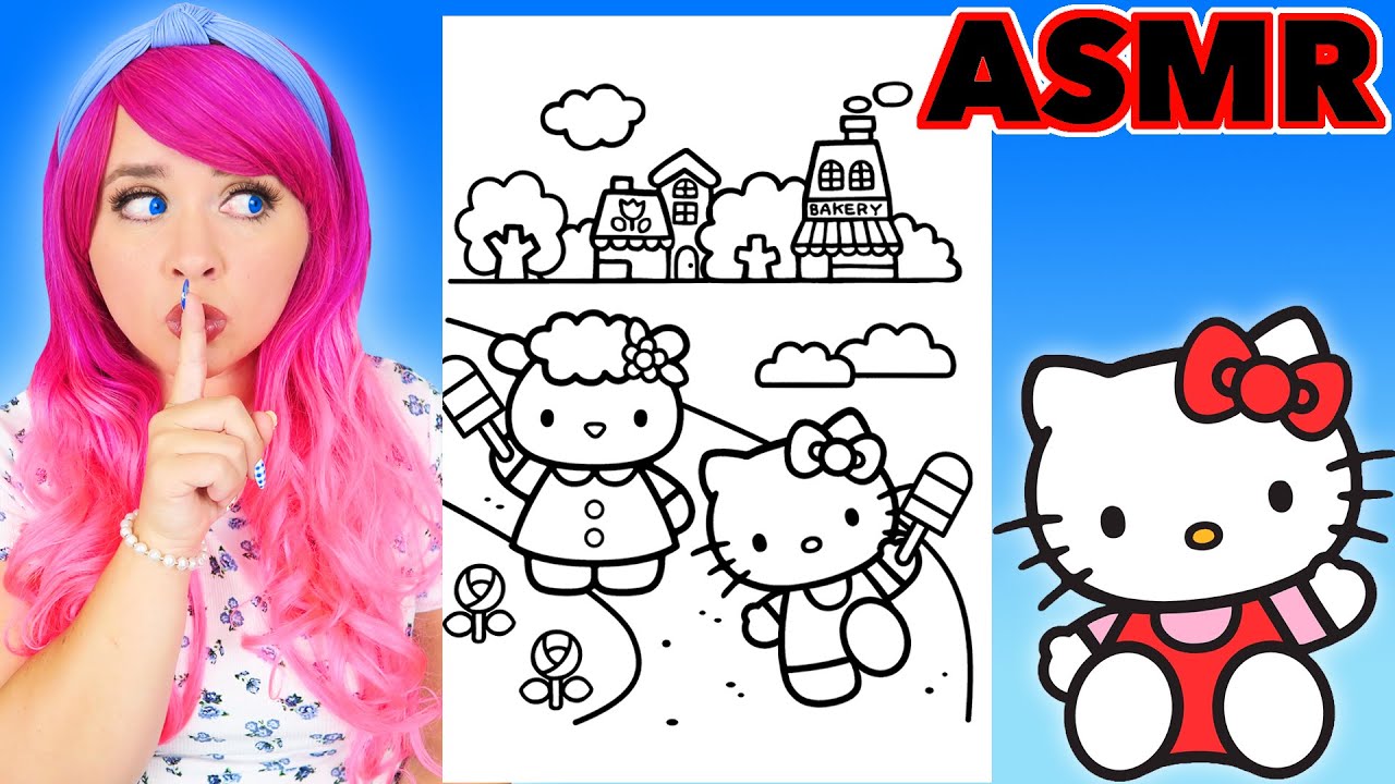 ASMR Coloring Hello Kitty & Fifi | Calming ASMR Coloring for Relaxation & Stress-Relief