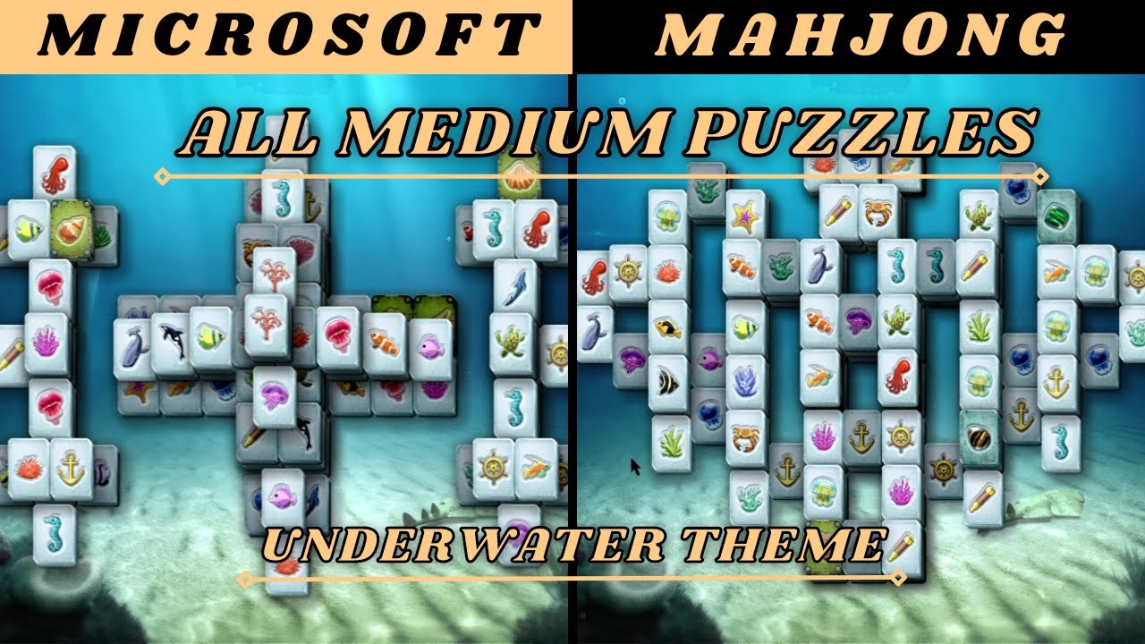 💻STRICTLY PC! Microsoft Mahjong All Medium Puzzles - Underwater Theme | NO COMMENTARY