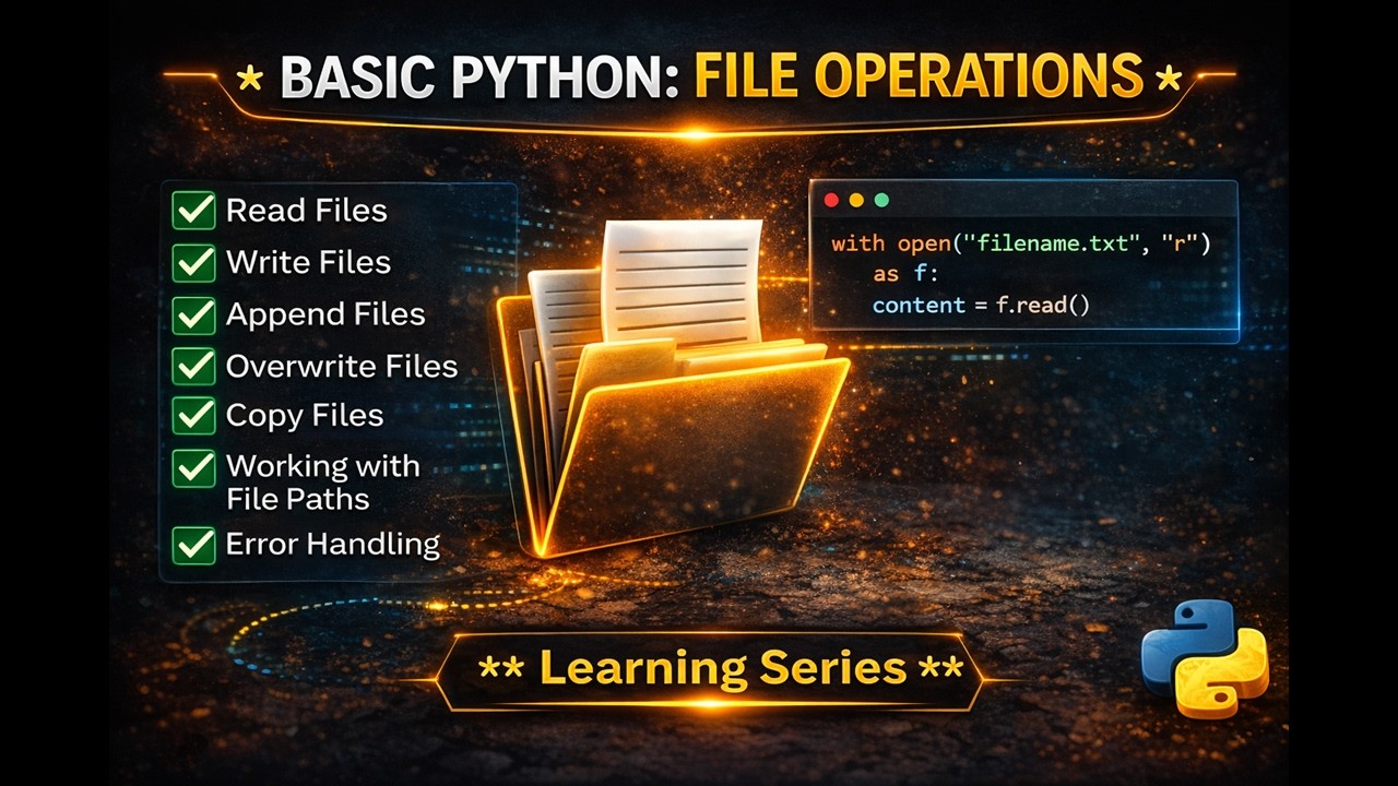Python File Operations Tutorial | Read, Write, Append, Overwrite & Copy Files Explained 🐍