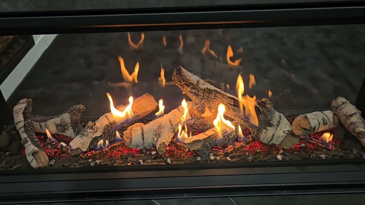 Napoleon Vector 62 Tall See Through Gas Fireplace With Luminous Logs