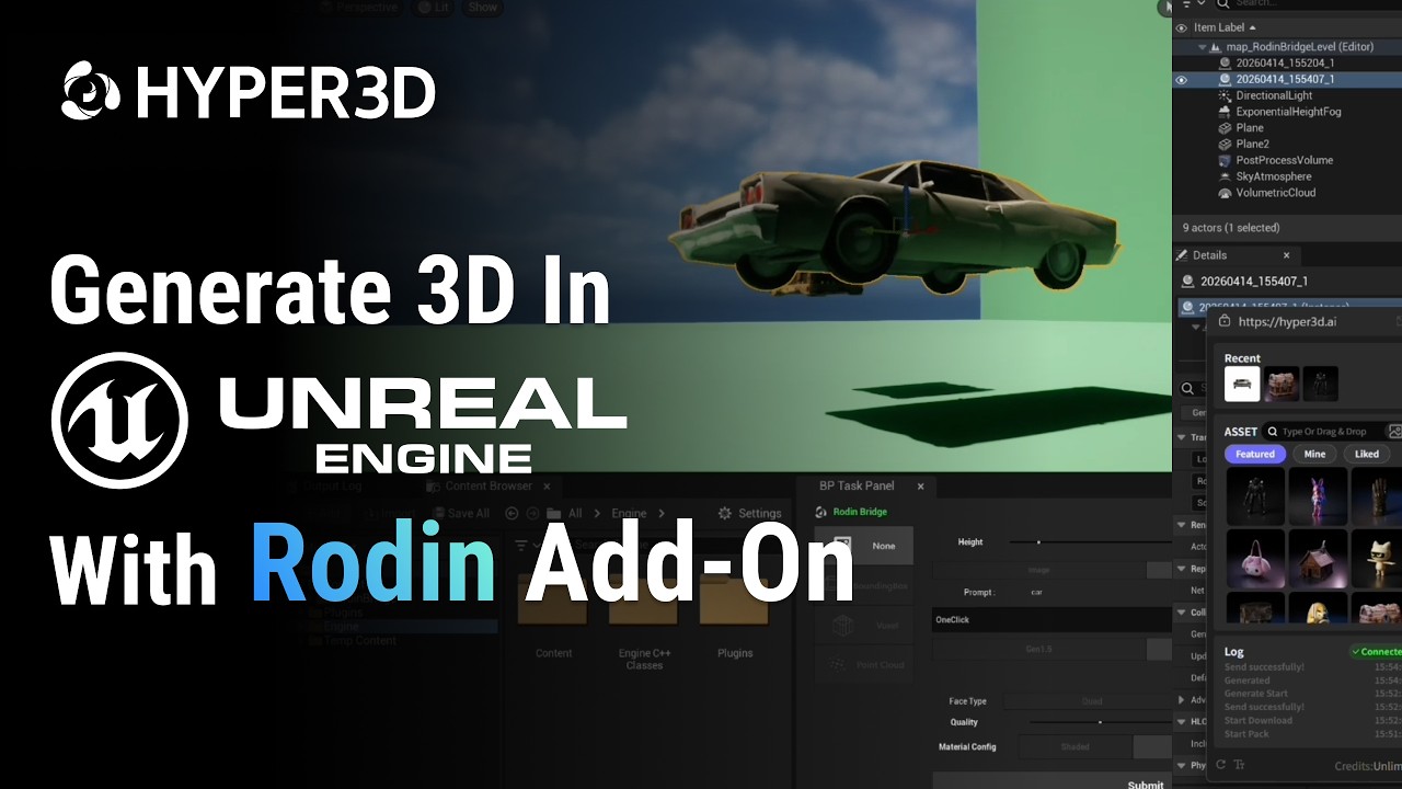 Generate Production-Ready 3D Assets Directly in Unreal Engine | Hyper3D Rodin Plugin