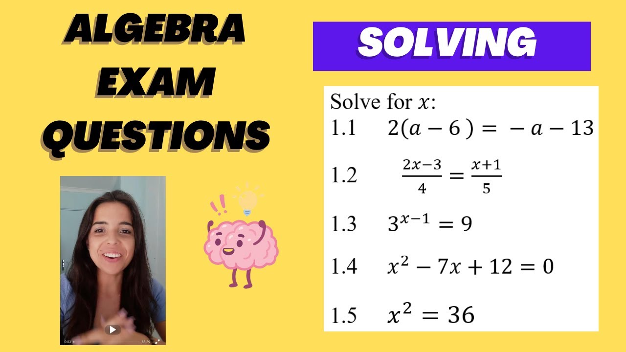 Grade 9 Solving Equations: Algebra exam questions