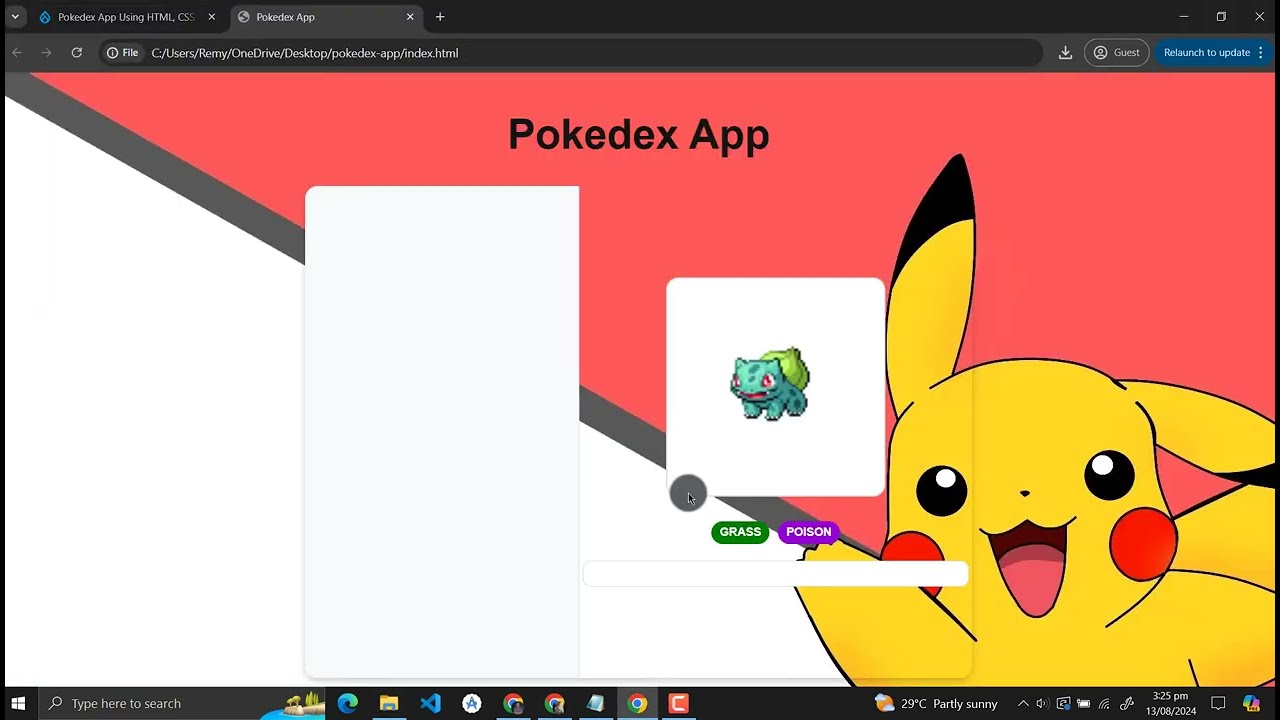 Pokedex App Using HTML, CSS and JavaScript with Source Code