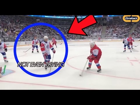 Nobody tries against Vladimir Putin at hockey