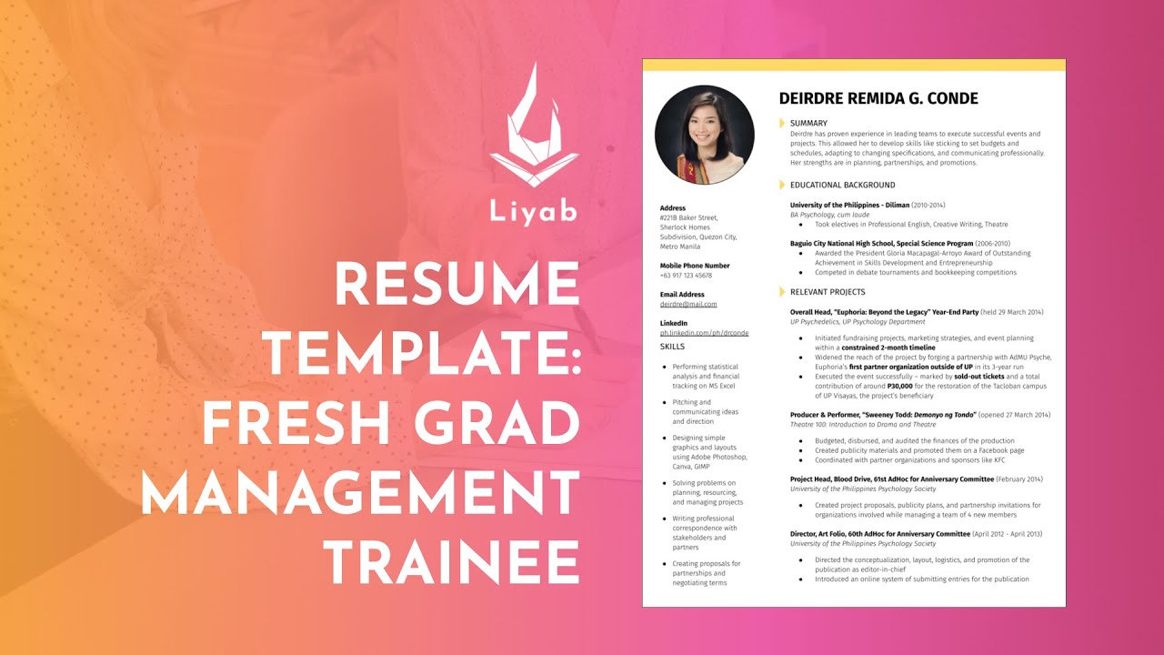 Day 1: Fresh Grad Management Trainee || Resume Template Series