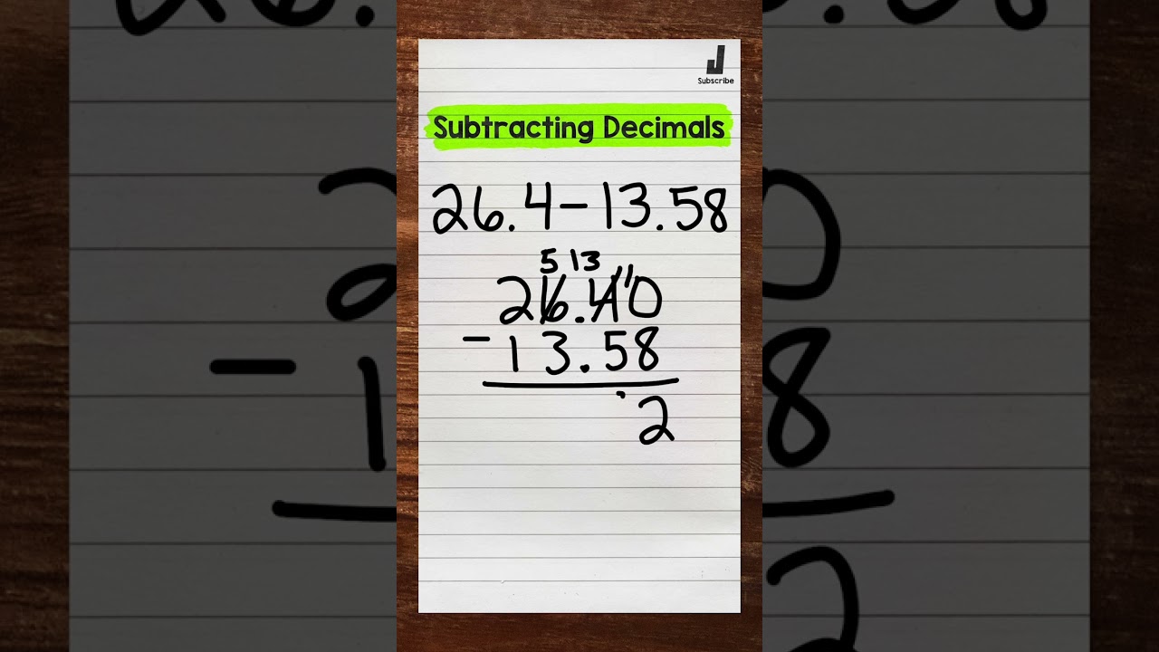 Subtracting Decimals | Math with Mr. J #Shorts