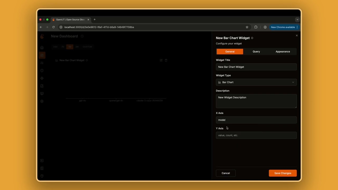 How to Use the Bar Chart Widget in OpenLIT – Visualize Trends Over Time