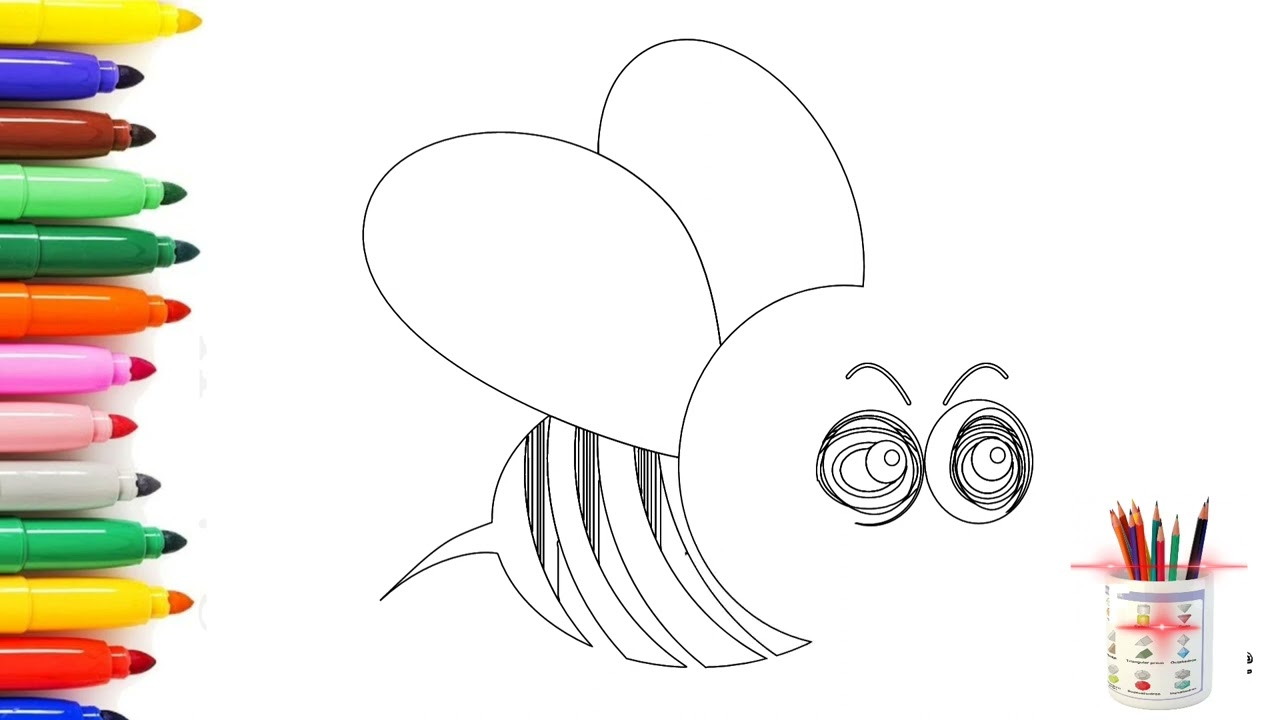 Bee vector Drawing and Coloring Animation for kids Toddlers Preschooler #pencilprism #youtube