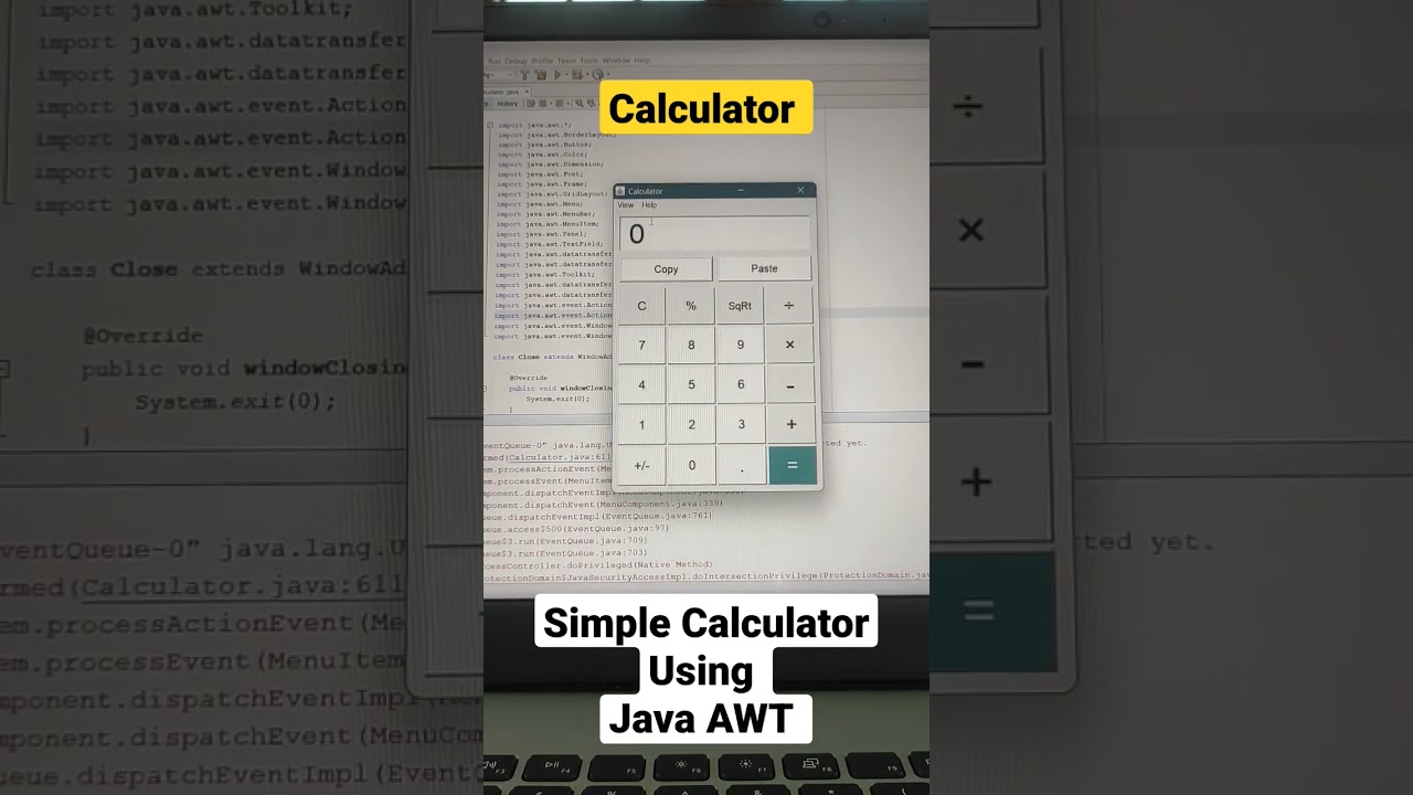 Calculator using Java AWT #calculator #java #java_awt #coding #awt #UI #program