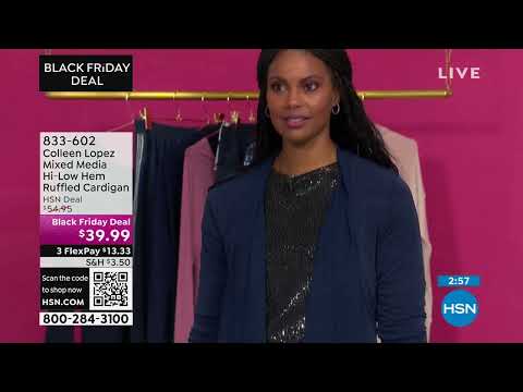 Colleen Lopez Mixed Media HiLow Hem Ruffled Cardigan