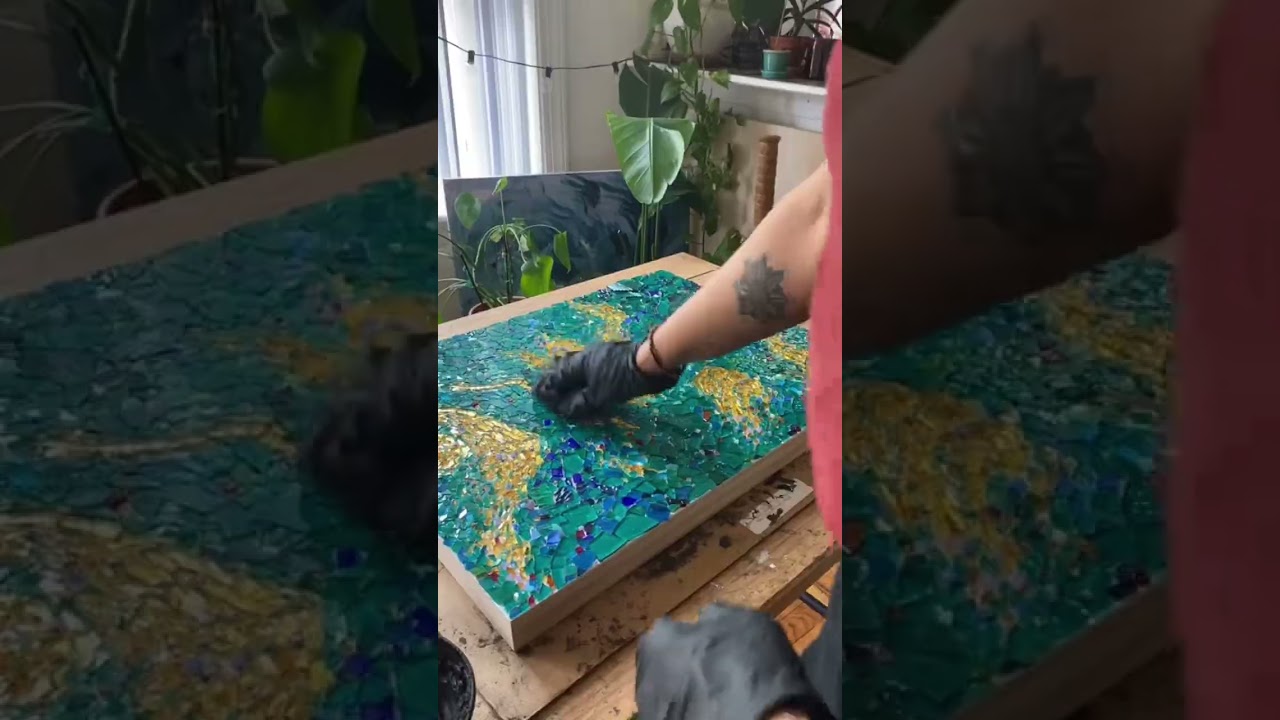 Making a mosaic ~ stained glass #art #abstractart
