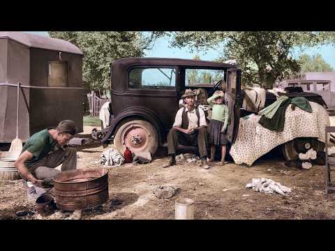 THE GREAT DEPRESSION REALTIME COLORIZING PHOTOS - MOST ICONIC IMAGES FROM 1929 AND 30s