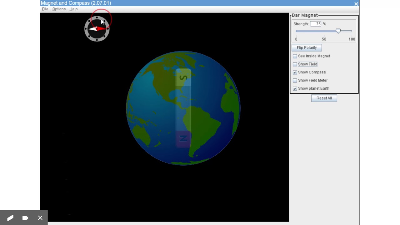 PhET Simulation   Magnet and Compass Earth Version