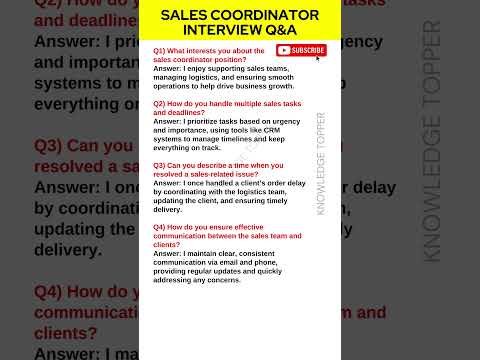 Sales Coordinator Job Interview Questions and Answers | Sales Coordinator Job Description
