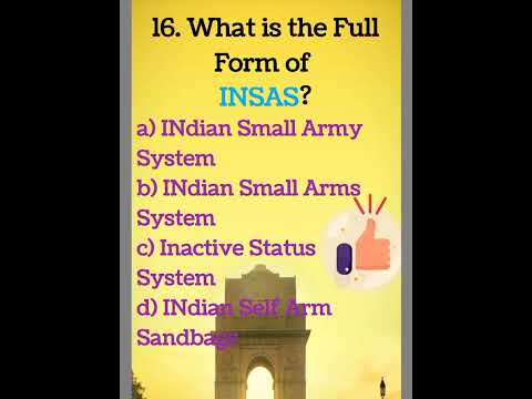 16. What is the Full Form of INSAS? #generalknowledge #quiztimewitharun