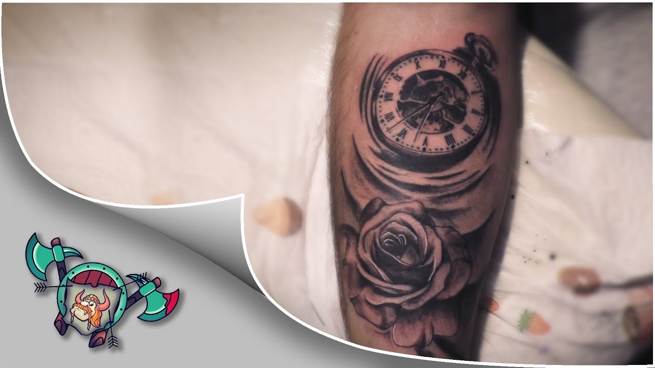 Clock & Rose Tattoo Time Lapse