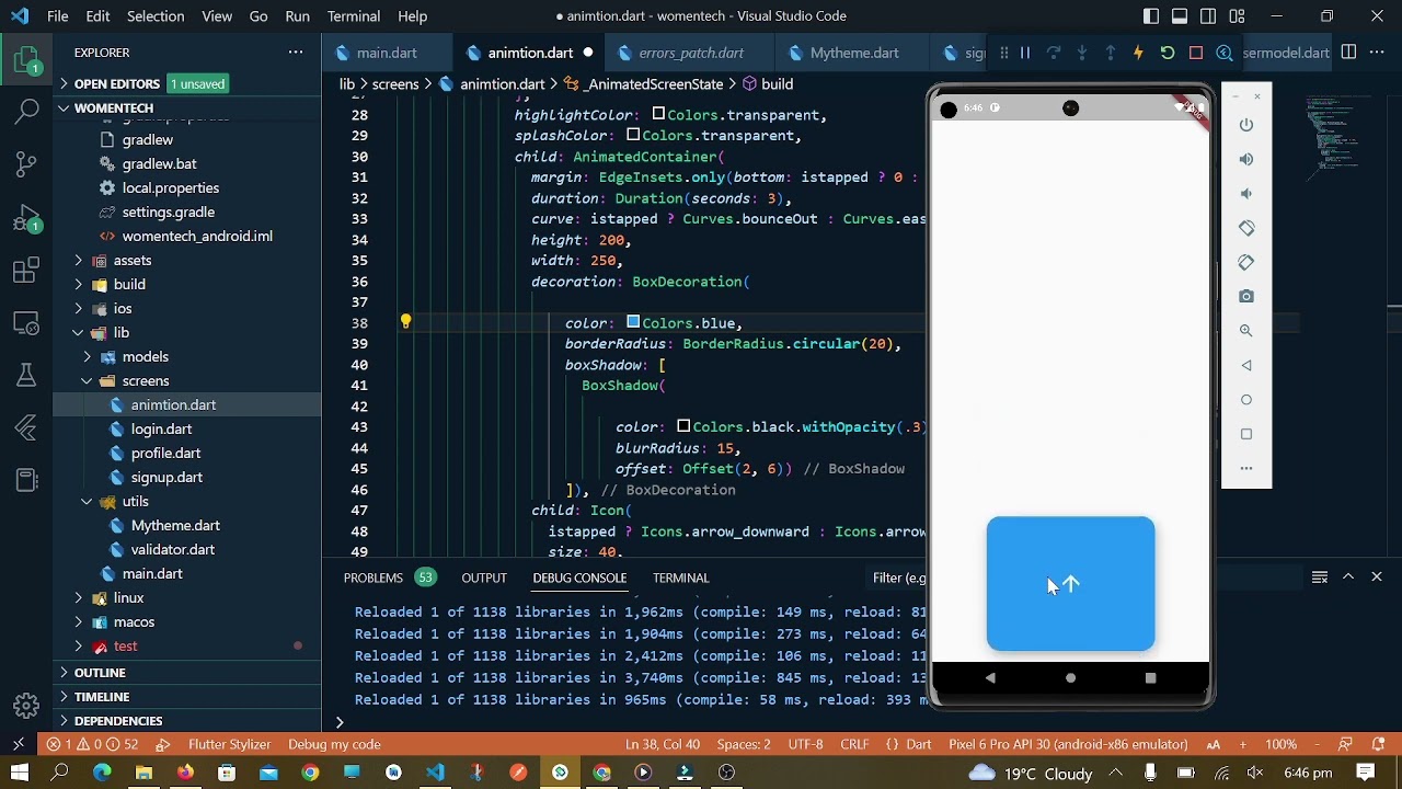 flutter Animated container #flutter #android #ios