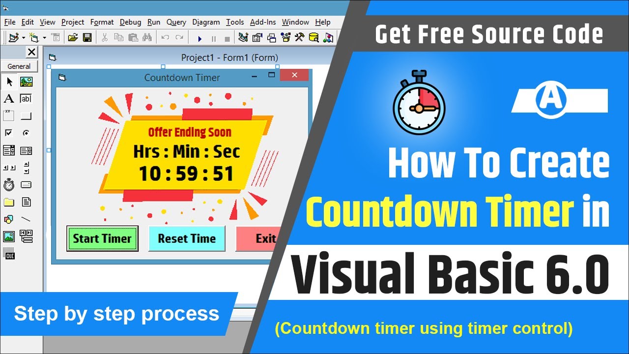 How to create countdown timer in visual basic 6.0 | Countdown timer using timer control