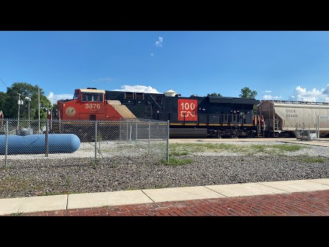 NS 4534 leading 28X Meets CPKC 529 with a CN 100 unit at Elkhart, IN