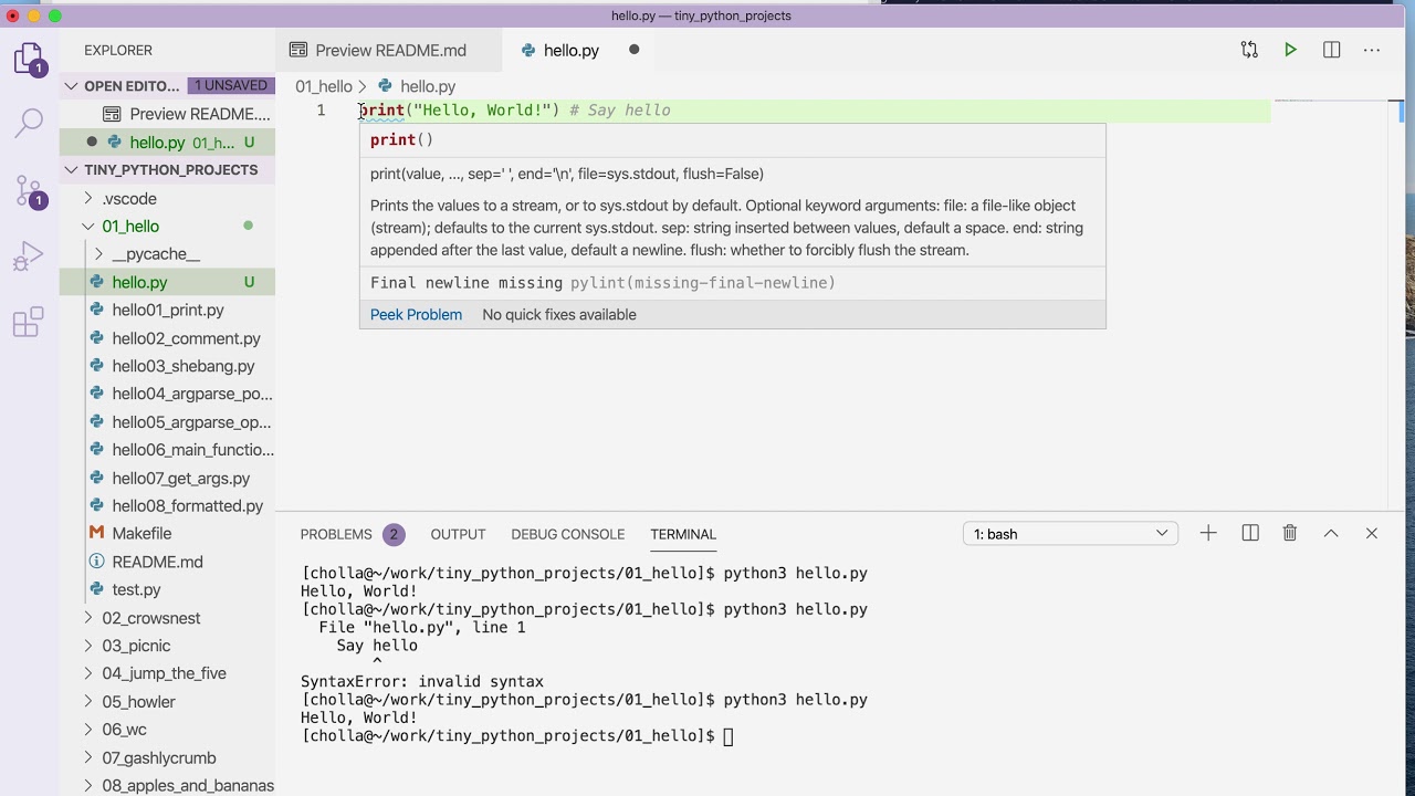 Tiny Python Projects: Ch 1 Pt 2 (adding comments)