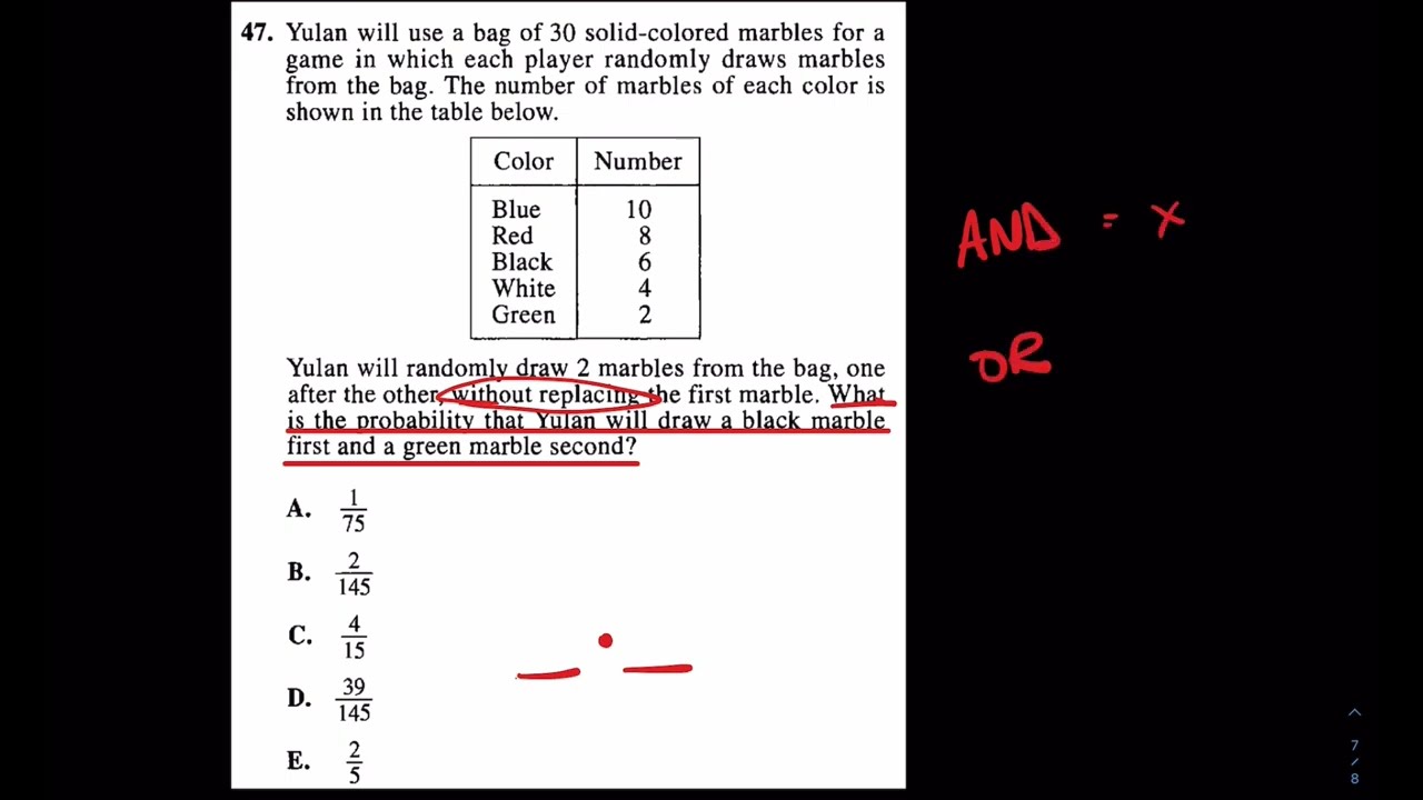 HARDEST Probability questions: ACT MATH SAT ACT MATH