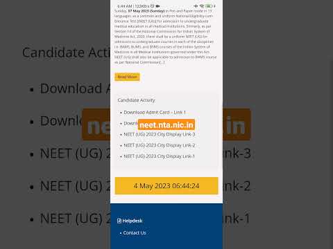 Neet 2023 (https://neet.nta.nic.in/) admit card release today 04/05/2023 . NEET admit card download