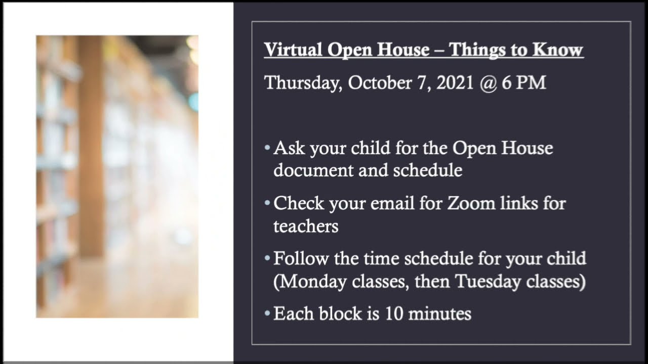 SSHS Virtual Open House: October 2021