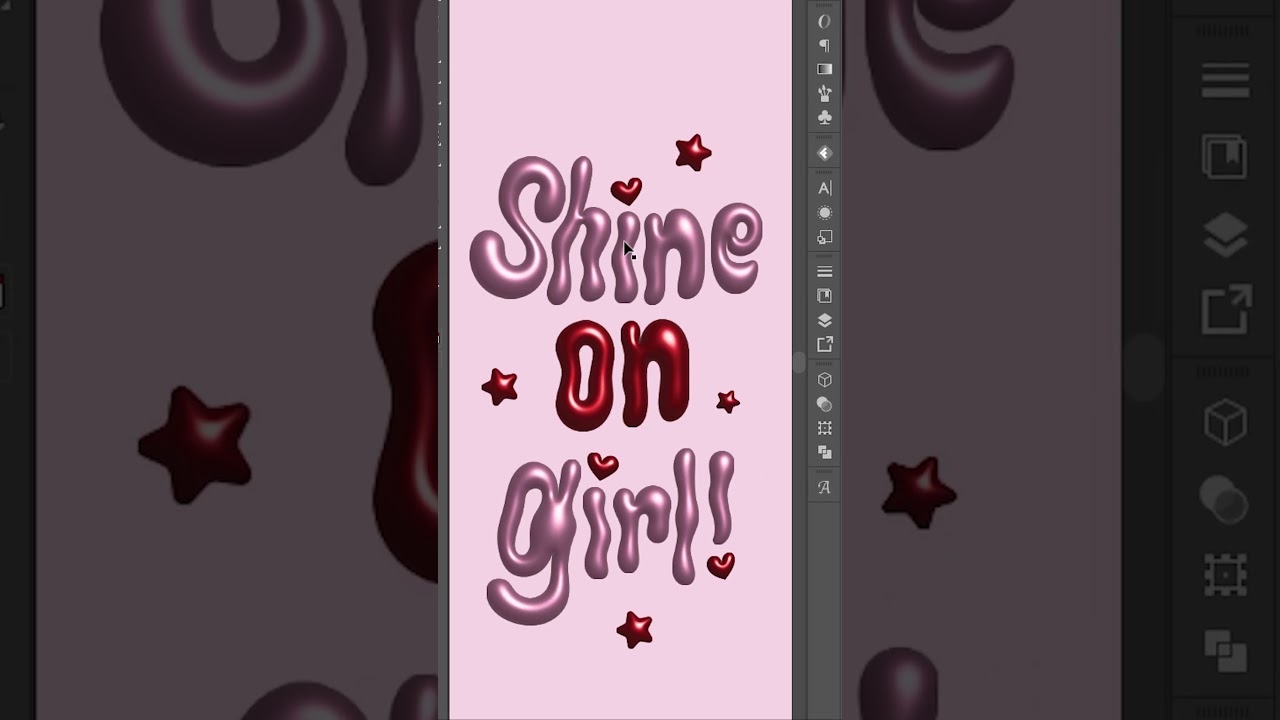 How to make shiny metallic 3D text in Adobe Illustrator 🙌🏼 #adobeillustrator #3dart