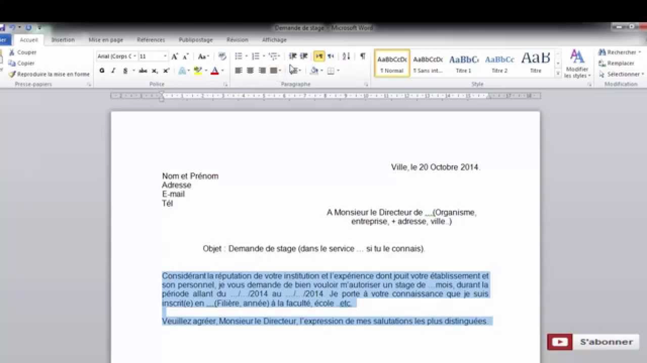 Comment rédiger une demande de stage simple et rapide