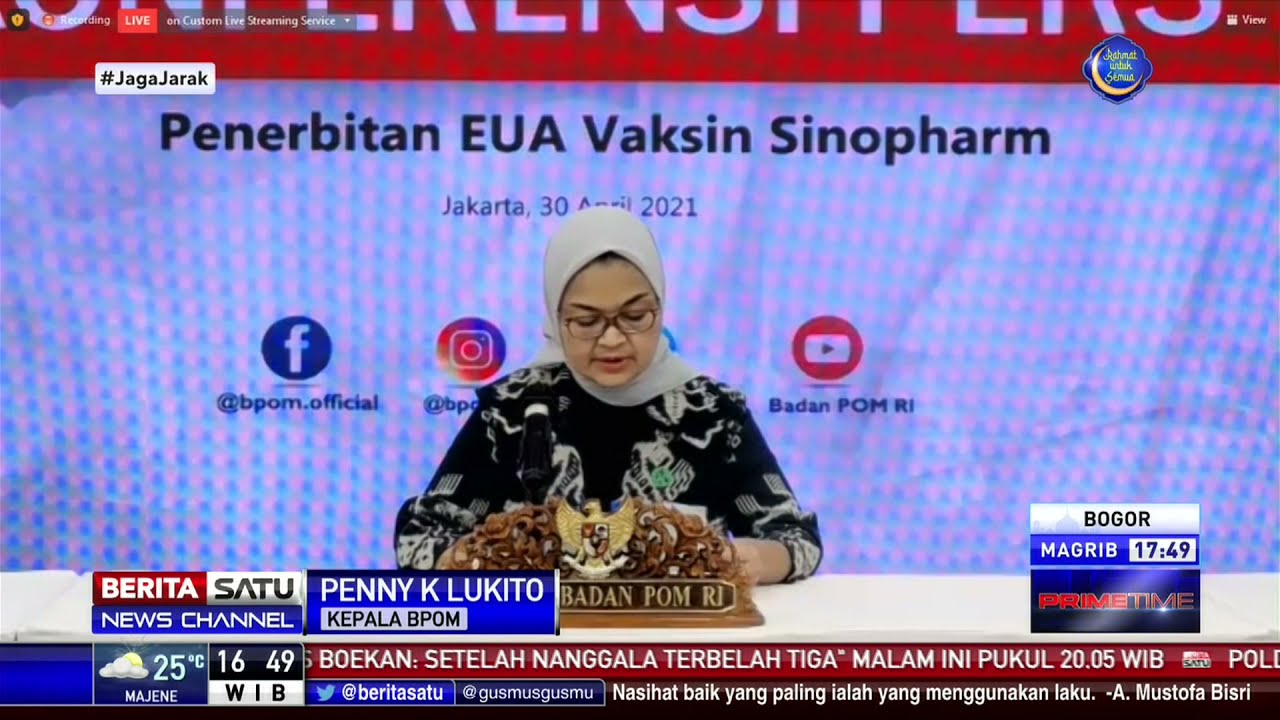 BPOM Keluarkan Izin Penggunaan Darurat Vaksin Sinopharm