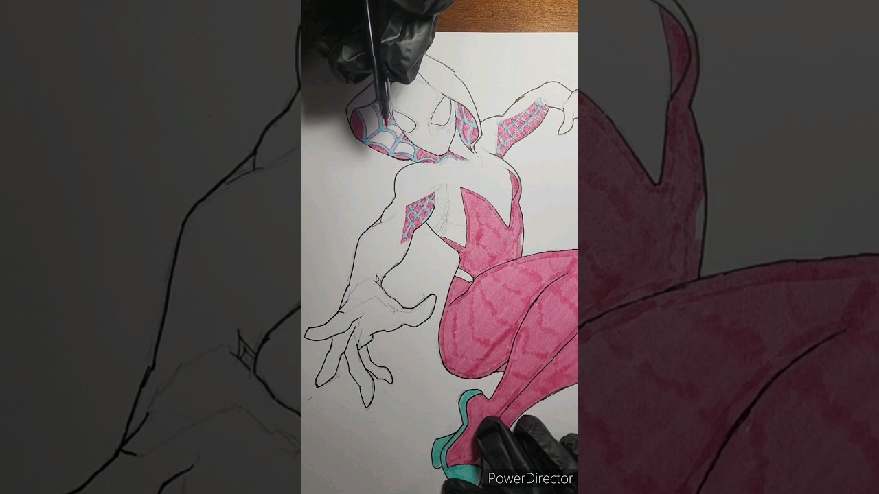 Drawing Spider-Gwen, Gwen Stacy #shorts