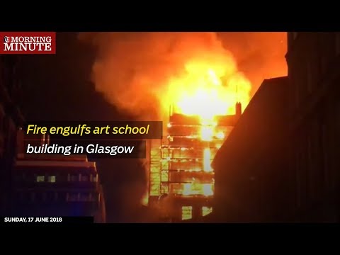 Fire engulfs art school building in Glasgow